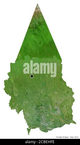 Shape of Kirinyaga, county of Kenya, with its capital isolated on a ...