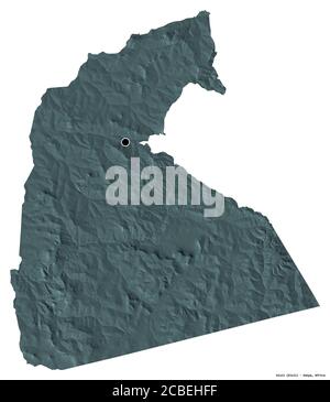 Kisii, county of Kenya. Colored elevation map with lakes and rivers ...