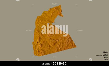 Area of Kisii, county of Kenya, isolated on a solid background in a ...