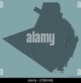 Kwale, county of Kenya. Colored elevation map with lakes and rivers ...