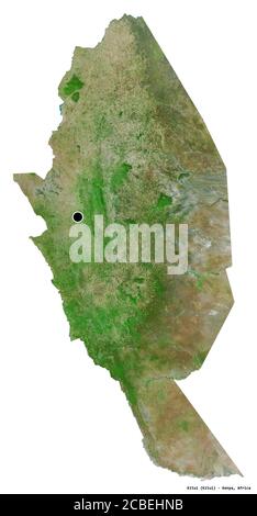 Shape of Kitui, county of Kenya, with its capital isolated on white ...