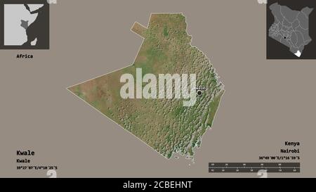 Shape of Kwale, county of Kenya, and its capital. Distance scale ...
