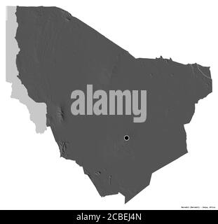 Marsabit, county of Kenya. Bilevel elevation map with lakes and rivers ...
