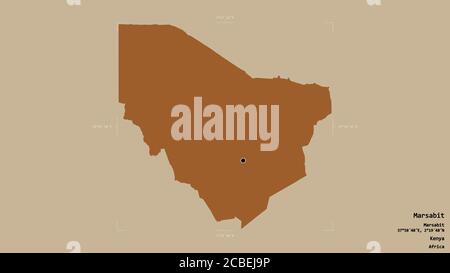 Area of Marsabit, county of Kenya, isolated on a solid background in a ...