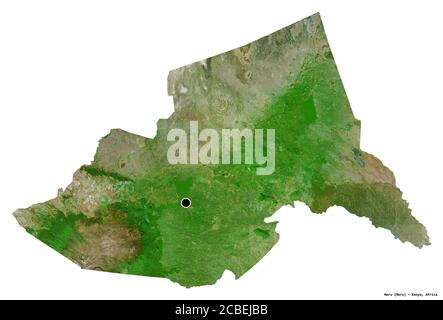 Shape of Meru, county of Kenya, with its capital isolated on a solid ...