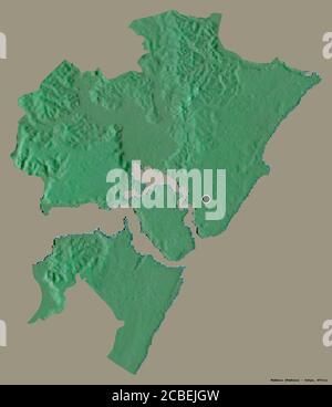 Shape of Mombasa, county of Kenya, with its capital isolated on white ...