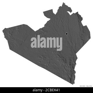 Narok, county of Kenya. Bilevel elevation map with lakes and rivers ...