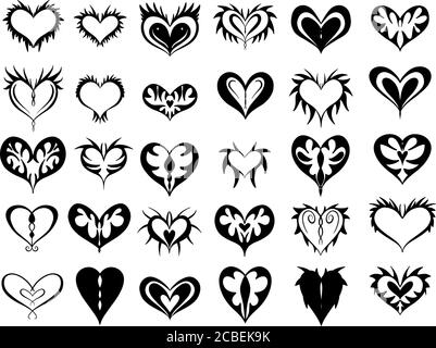 30 Jagged Alternative Heart Logo Illustrations Collection Stock Vector ...