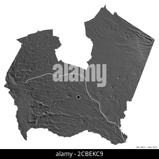 Nyeri, county of Kenya. Bilevel elevation map with lakes and rivers ...