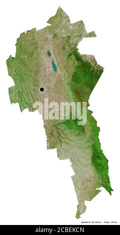 Shape of Nyandarua, county of Kenya, with its capital isolated on solid ...