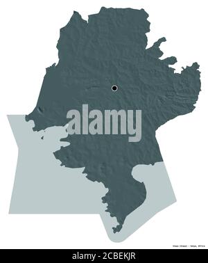 Siaya, county of Kenya. Colored elevation map with lakes and rivers ...