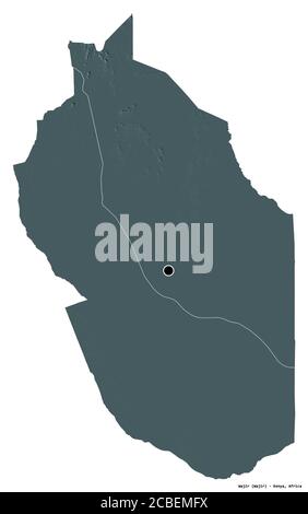 Shape of Wajir, county of Kenya, with its capital isolated on a solid ...