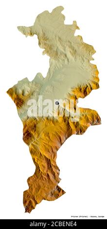 Shape of Prizren, district of Kosovo, with its capital isolated on a ...