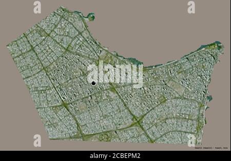 Hawalli, province of Kuwait. Solid color shape. Locations and names of ...