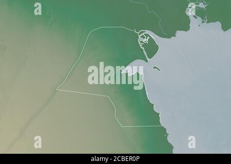 Extended area of Kuwait. Topographic relief map. 3D rendering Stock ...