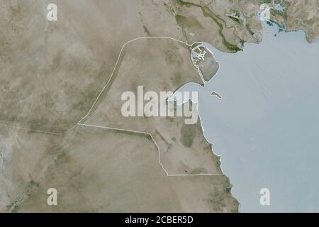 Extended area of Kuwait with country outline, international and ...