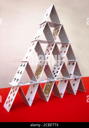 Pyramid of Playing Cards Stock Photo - Alamy