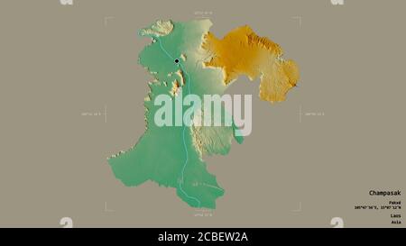 Area of Champasak, province of Laos, isolated on a solid background in ...
