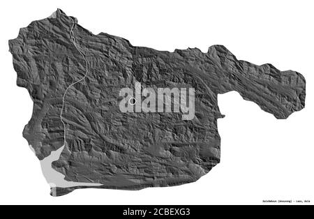 Xaisomboun, special region of Laos. Bilevel elevation map with lakes ...