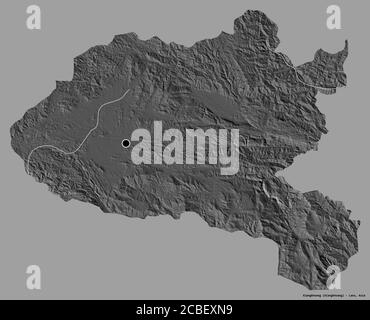 Xiangkhoang, province of Laos. Bilevel elevation map with lakes and ...
