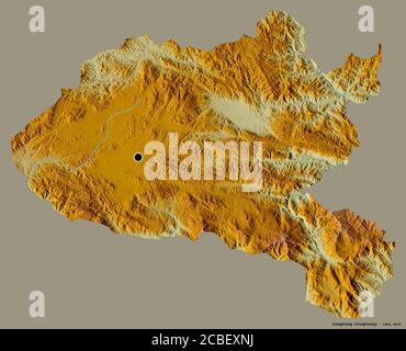 Xiangkhoang, province of Laos. Solid color shape. Locations and names ...