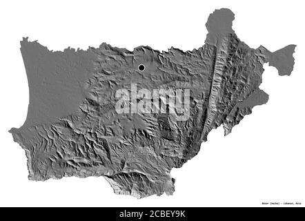 Akkar, governorate of Lebanon. Bilevel elevation map with lakes and ...