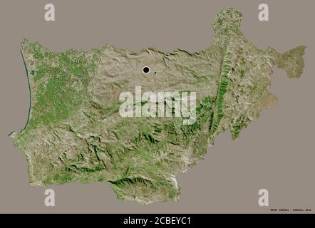 Akkar, governorate of Lebanon. Solid color shape. Locations of major ...