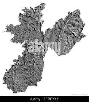 Nabatiyeh, governorate of Lebanon. Bilevel elevation map with lakes and ...