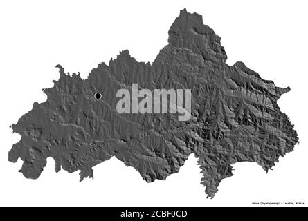 Shape of Berea, district of Lesotho, with its capital isolated on white ...