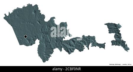 Shape of Mafeteng, district of Lesotho, with its capital isolated on ...