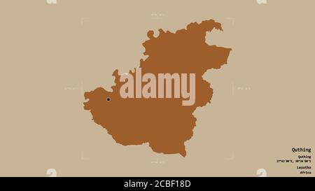 Area of Quthing, district of Lesotho, isolated on a solid background in ...