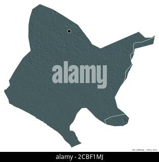 Shape of Bomi, county of Liberia, with its capital isolated on white ...