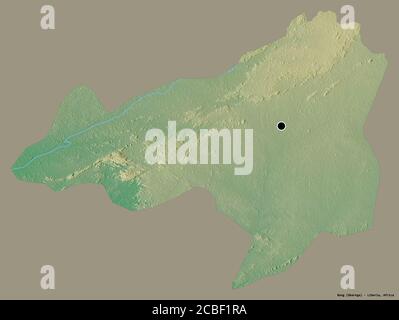 Shape of Bong, county of Liberia, with its capital isolated on solid ...