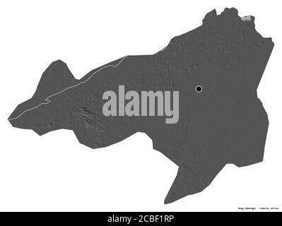 Bong, county of Liberia. Bilevel elevation map with lakes and rivers ...