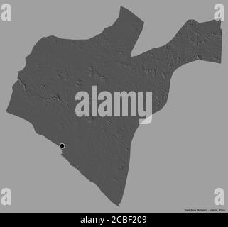 Grand Bassa, county of Liberia. Bilevel elevation map with lakes and ...