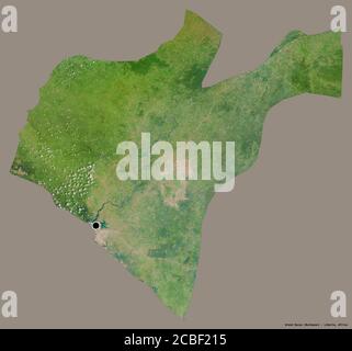 Shape of Grand Bassa, county of Liberia, with its capital isolated on ...