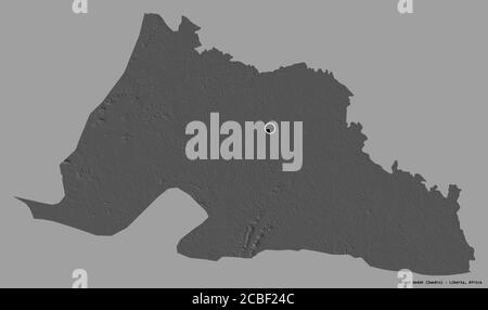 Grand Gedeh, county of Liberia. Bilevel elevation map with lakes and ...