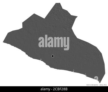 Grand Kru, county of Liberia. Bilevel elevation map with lakes and ...