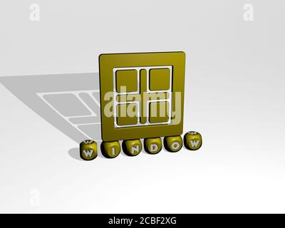 WINDOW 3D icon over cubic letters - 3D illustration for background and ...