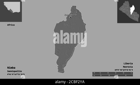 Nimba, county of Liberia. Elevation map colored in wiki style with ...