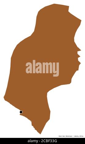 Shape of River Cess, county of Liberia, with its capital isolated on a ...
