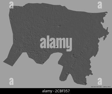 River Gee, county of Liberia. Bilevel elevation map with lakes and ...
