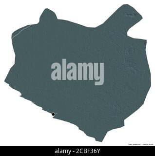 Shape of Sinoe, county of Liberia, with its capital isolated on white ...