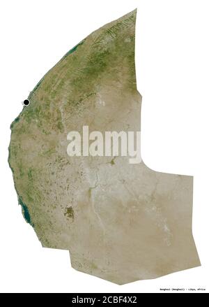 Shape of Benghazi, district of Libya, with its capital isolated on ...