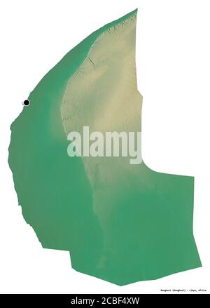 Shape of Benghazi, district of Libya, with its capital isolated on a ...