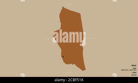 Area of Ghat, district of Libya, isolated on a solid background in a ...