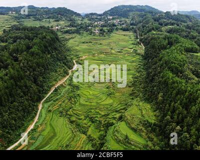 Aerial photo shows the terraced fields in Bijie City, southwest China's ...