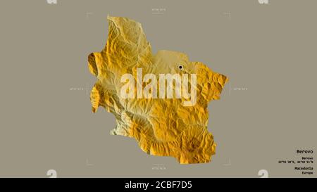 Area of Berovo, municipality of Macedonia, isolated on a solid ...