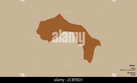 Area of Debar, municipality of Macedonia, isolated on a solid ...