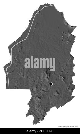 Blantyre, district of Malawi. Elevation map colored in wiki style with ...